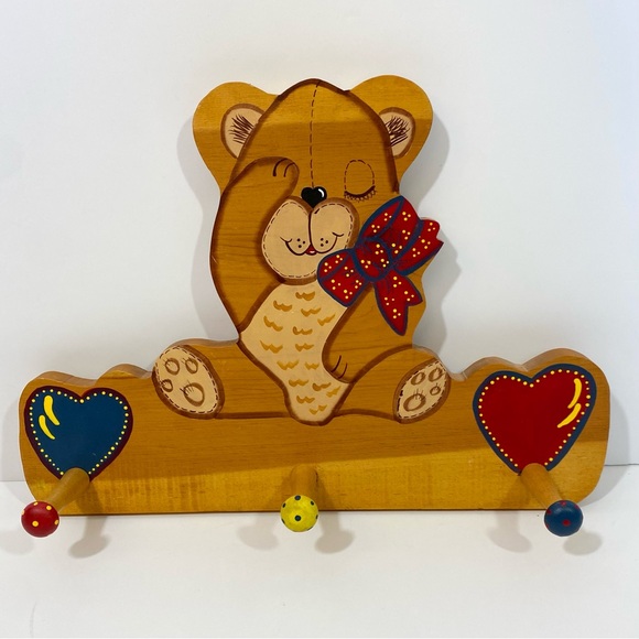 Vintage | Wall Decor | Vintage 9s Wooden Bear Coat Rack With Heart ...